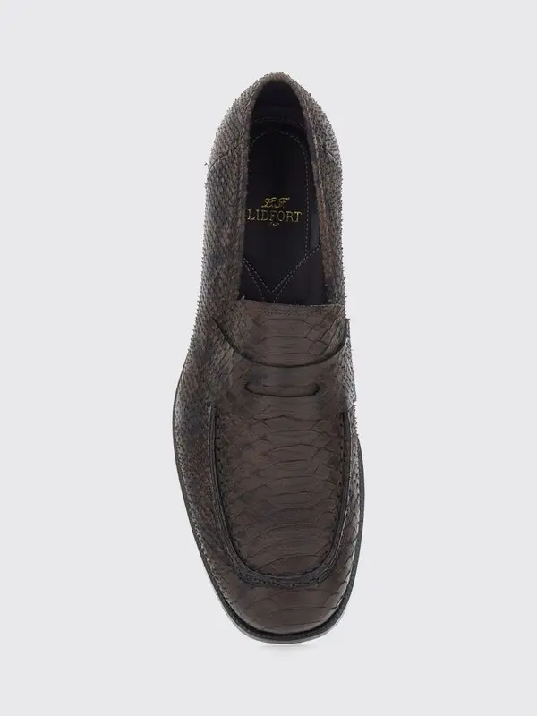 LIDFORT Python-print Cowhide Leather Penny Loafers