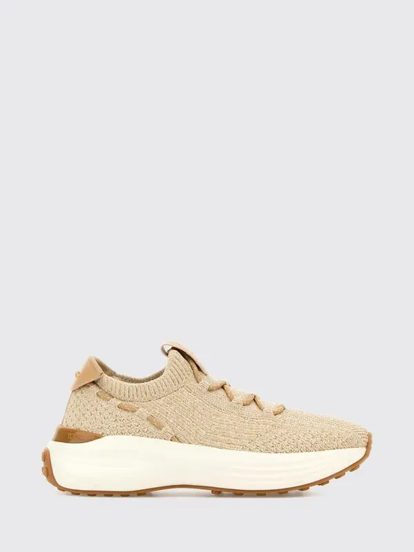 TOD'S Knit Fabric And Leather Low Top Trainers With Rubber Lug Sole