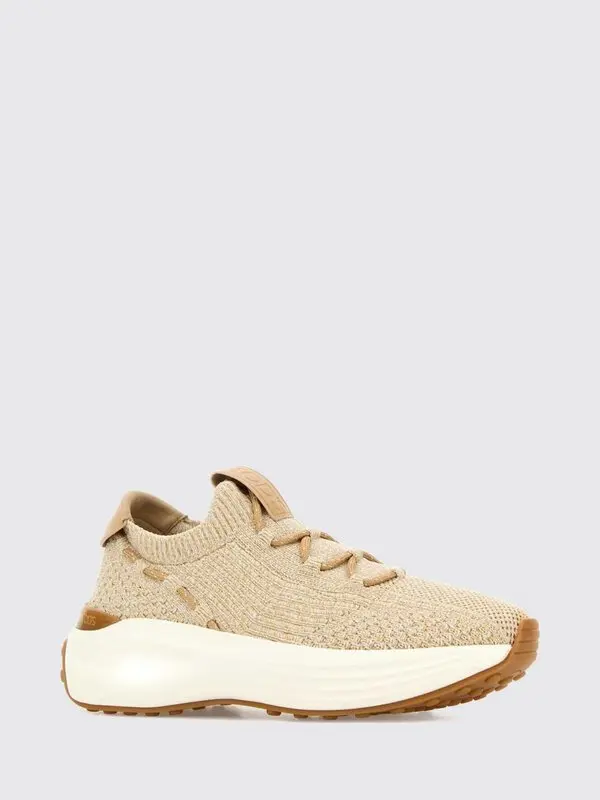 TOD'S Knit Fabric And Leather Low Top Trainers With Rubber Lug Sole