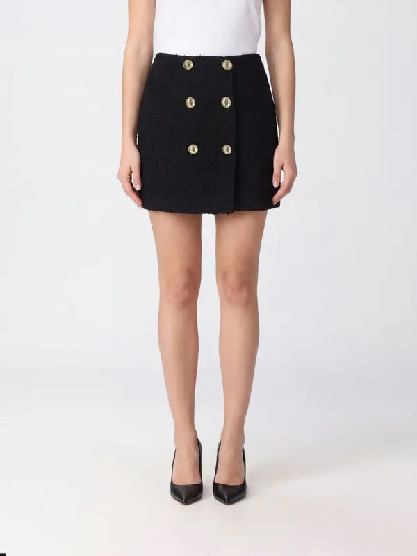 Balmain High-waisted Cotton-blend Pencil Mini Skirt With Buttons