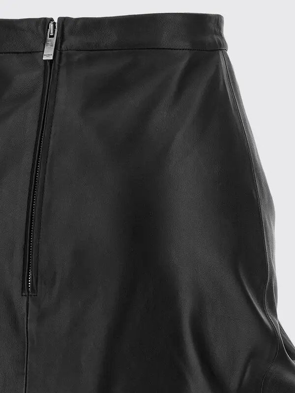 Balmain Draped Asymmetric Lambskin Leather Midi Skirt