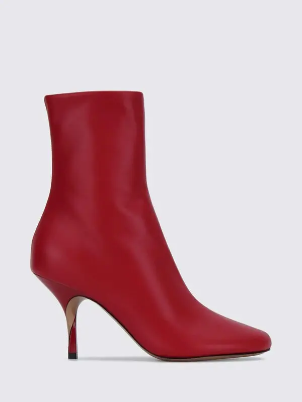 Jacquemus Collant Lambskin Leather Ankle Boots With Stiletto Heel And Round Toe - Red