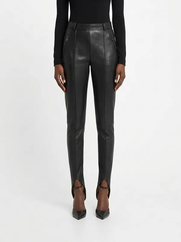 Balmain Mid-rise Smooth Lambskin Leather Skinny Trousers