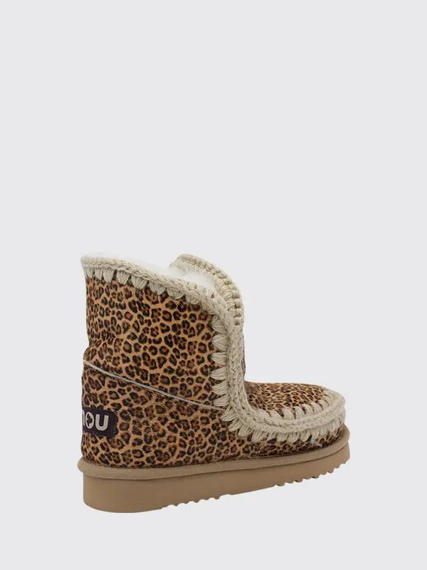 Mou Animal Print Pony Hair Ankle Boots With Wool Lining