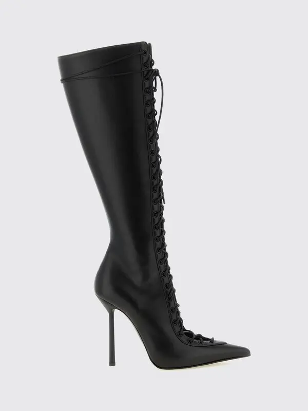LE SILLA Colette Lace-up Knee-high Boots In Smooth Lambskin Leather
