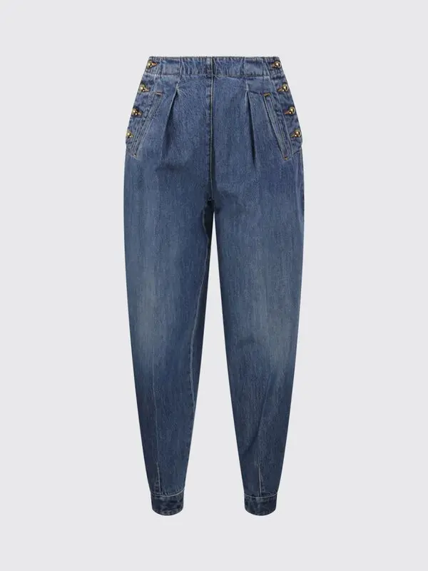 DARKPARK High-waisted Baggy Jeans In Cotton Denim With Pleats