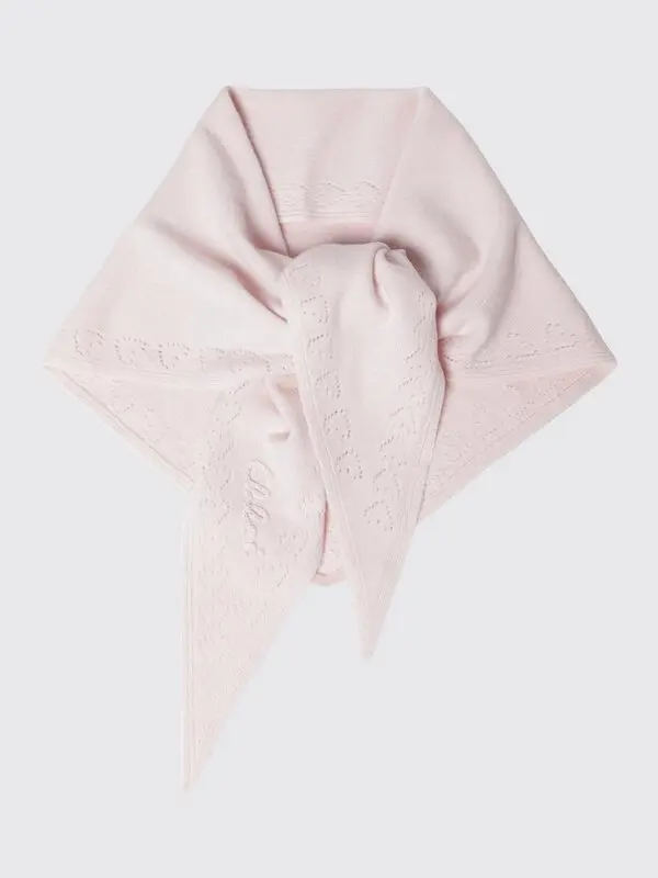 Chloé Asymmetrical Wool Blend Scarf With Tie Fastening - Pink
