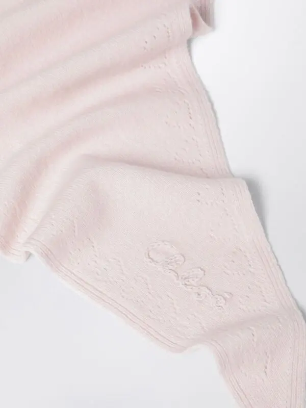 Chloé Asymmetrical Wool Blend Scarf With Tie Fastening - Pink