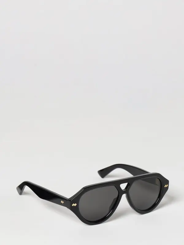 Bottega Veneta Double Bridge Aviator Sunglasses In Recycled Acetate - Black