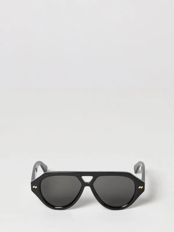 Bottega Veneta Double Bridge Aviator Sunglasses In Recycled Acetate - Black