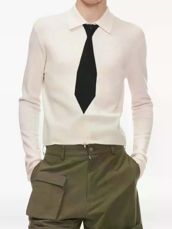 SPENCER BADU Tie-motif Wool Sweater