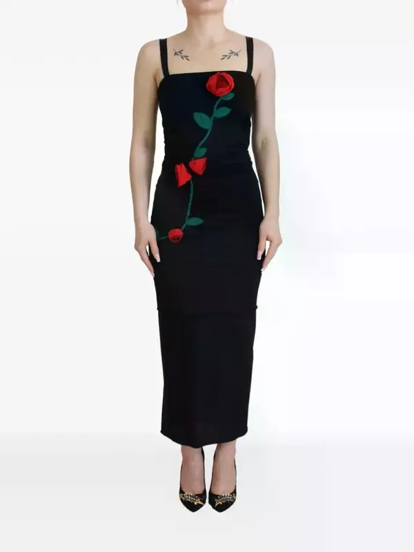 Dolce & Gabbana Rose-appliqué Maxi Dress