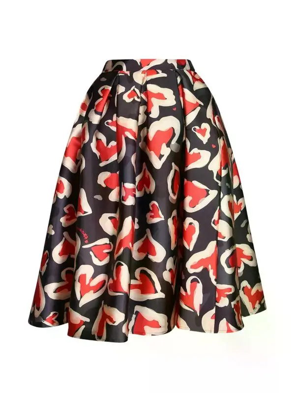 ALESSANDRO ENRIQUEZ Heart-print Pleated Midi Skirt
