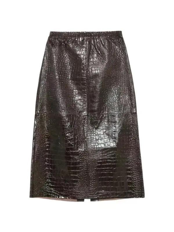 ALYSI Croc-effect Leather Midi Skirt