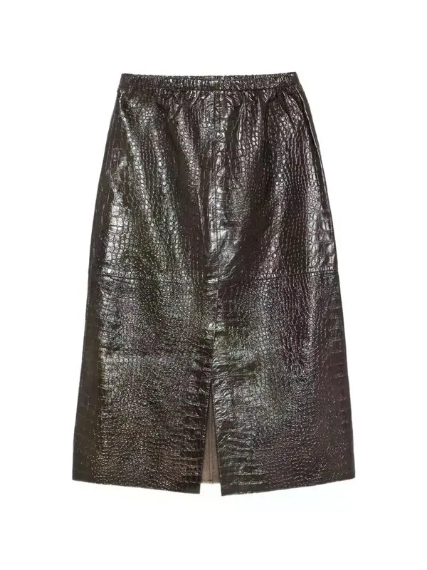 ALYSI Croc-effect Leather Midi Skirt