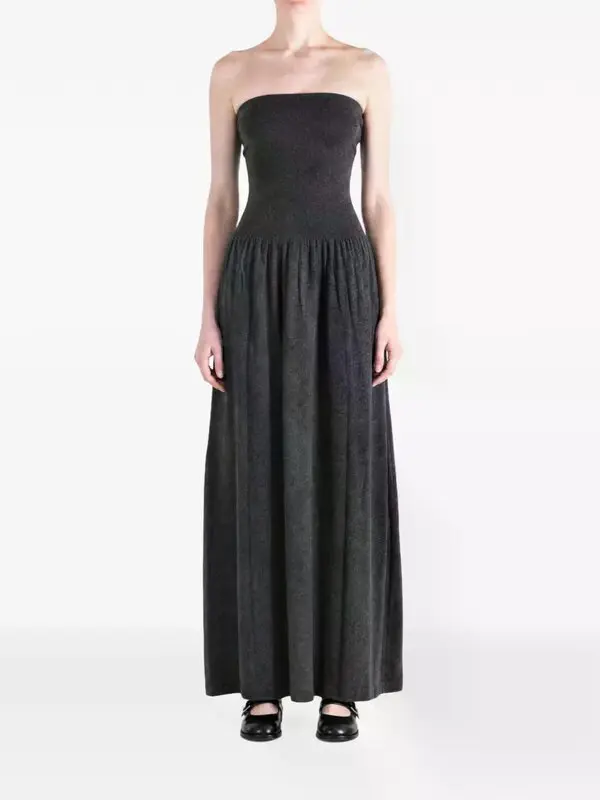 AMOMENTO Strapless Gathered-waist Maxi Dress