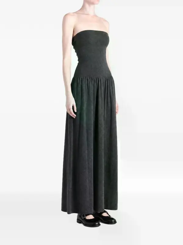 AMOMENTO Strapless Gathered-waist Maxi Dress