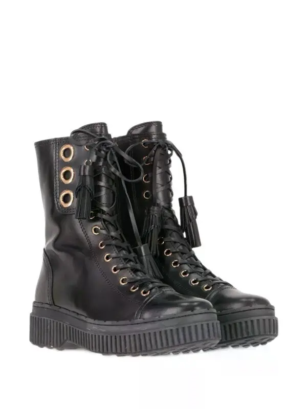 TOD'S Tassel-detail Lace-up Boots - Black
