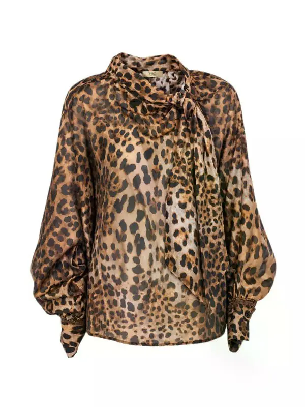 Pho Firenze Leopard-print Pussy-bow Blouse