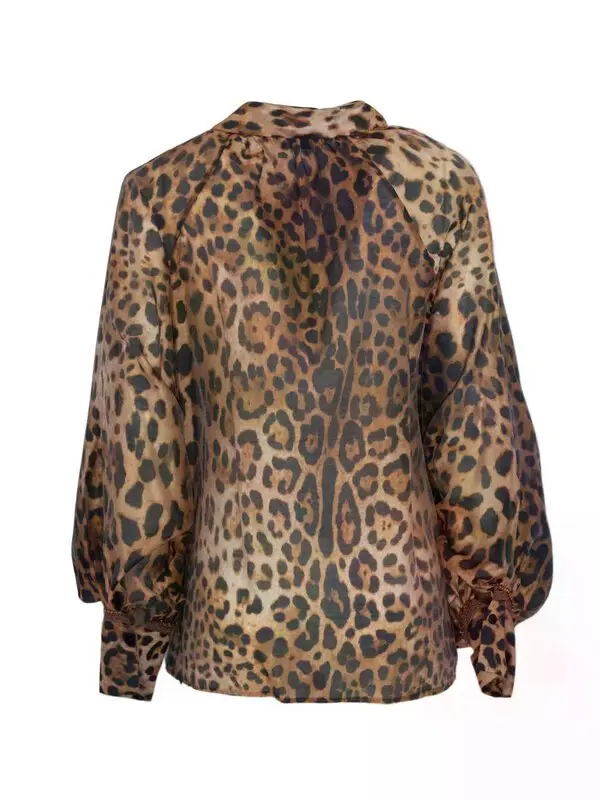 Pho Firenze Leopard-print Pussy-bow Blouse