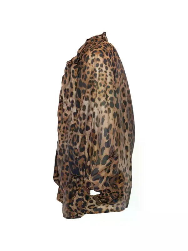 Pho Firenze Leopard-print Pussy-bow Blouse