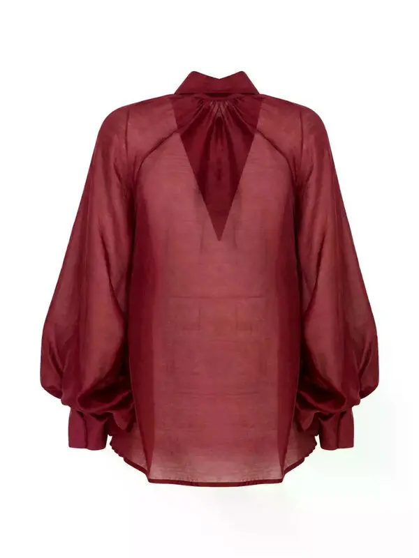 Pho Firenze Pussy-bow Blouson-sleeve Blouse