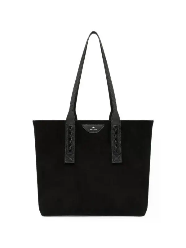 AVITEUR Woven-handle Suede Tote Bag
