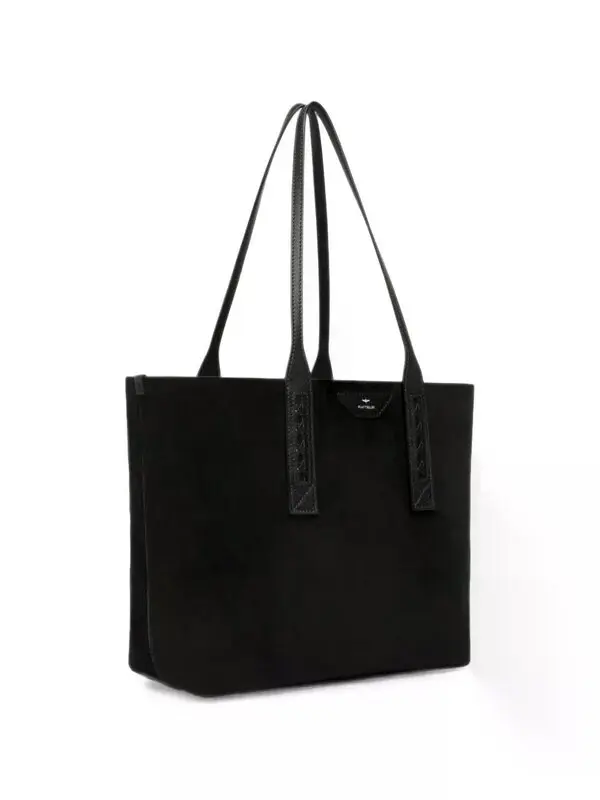 AVITEUR Woven-handle Suede Tote Bag