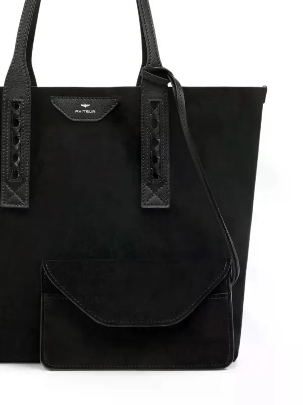 AVITEUR Woven-handle Suede Tote Bag