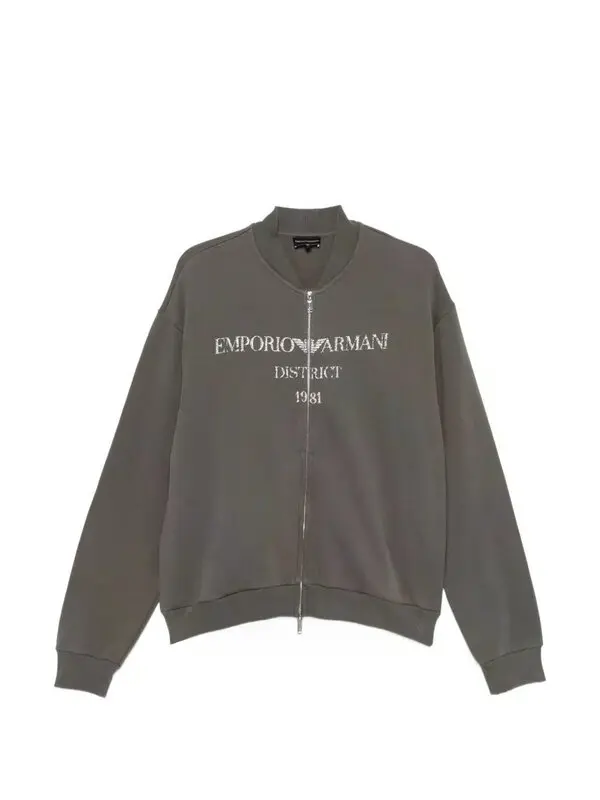 Emporio Armani Logo-print Zip-up Sweatshirt - Grey