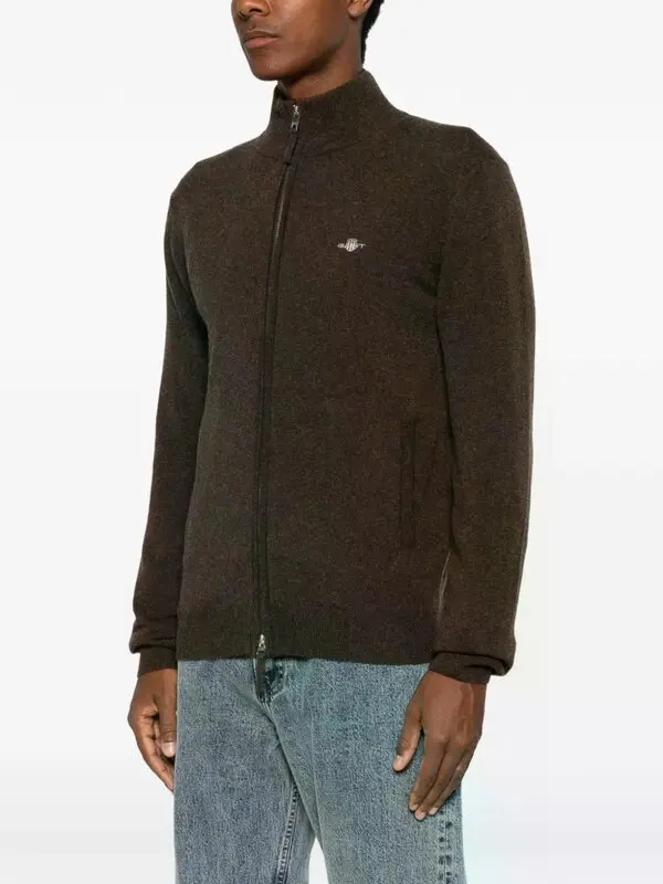 Gant Zip-up Cardigan - Brown