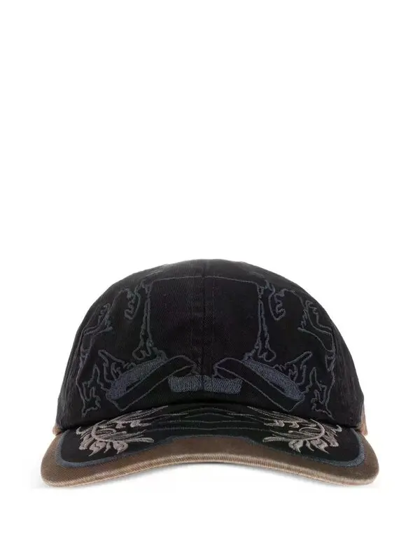 UMBRO X Slam Jam Laurel Embroidered Panelled Cap - Black