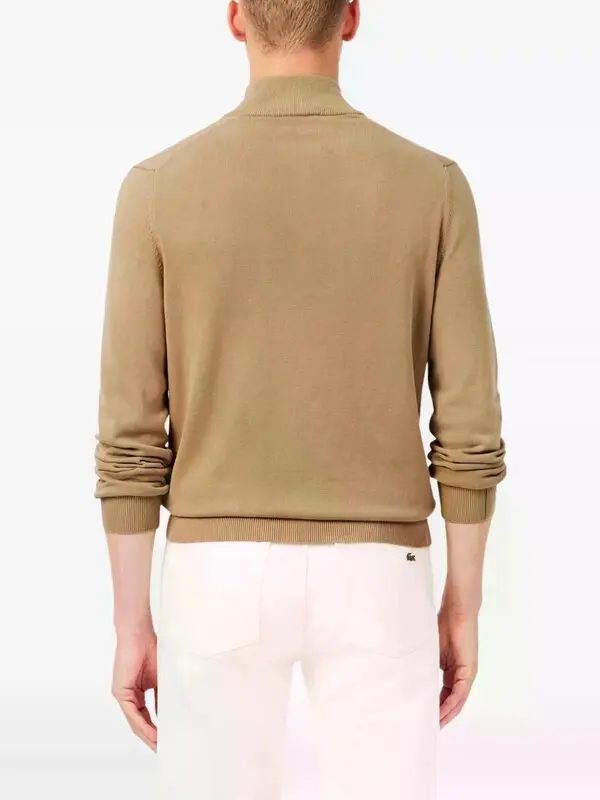 Lacoste High-neck Cotton Sweater With Zipper