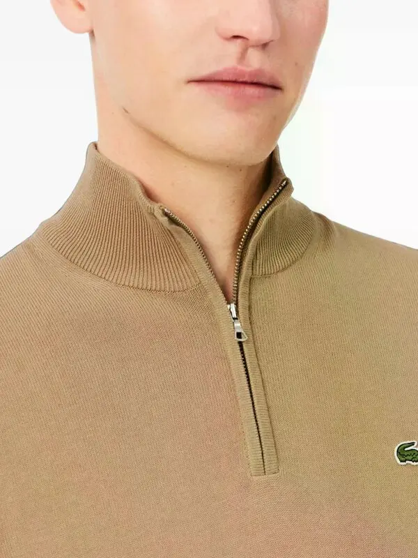 Lacoste High-neck Cotton Sweater With Zipper