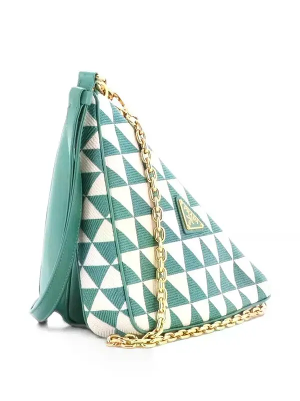Prada Double Symbole Triangle Bag Leather And Jacquard Mini Shoulder Bag