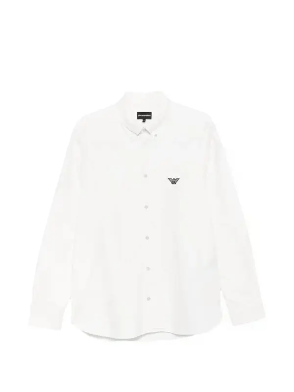 Emporio Armani Logo-patch Button-fastening Shirt - Neutrals