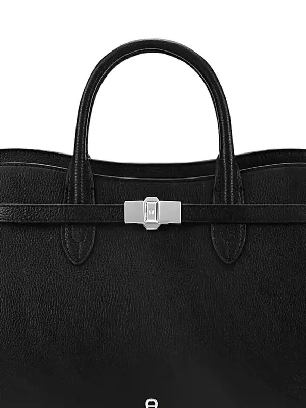 AIGNER Large Farah Logo-plaque Grained Leather Tote Bag - Black