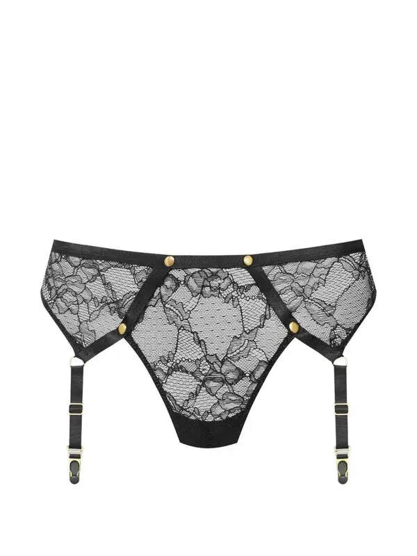 SCANDALE Jeux Magnétiques Lace-panel Suspender Thong - Black