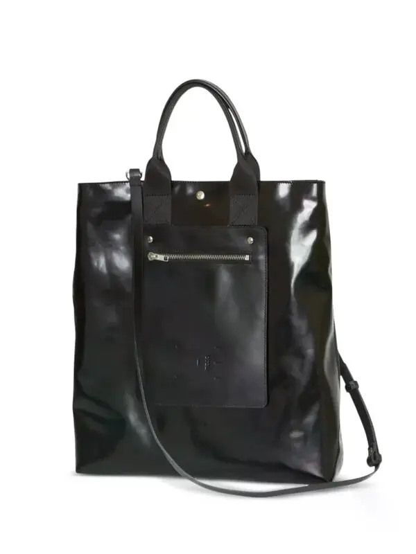 STEL Logo-pocket Leather Tote Bag - Black