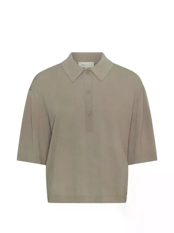 STEL Short-sleeved Knit Polo Shirt - Brown