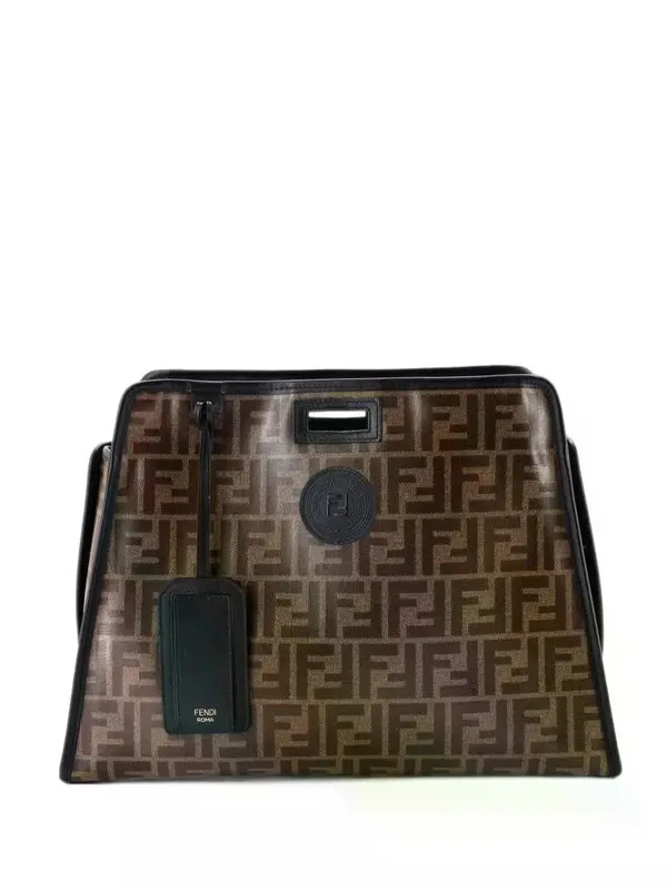 Fendi Peekaboo Defender Zucca Coated Canvas Medium Tote Bag