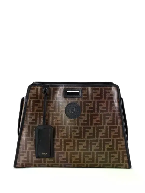 Fendi Peekaboo Zucca Coated Canvas Medium Tote Bag - Brown