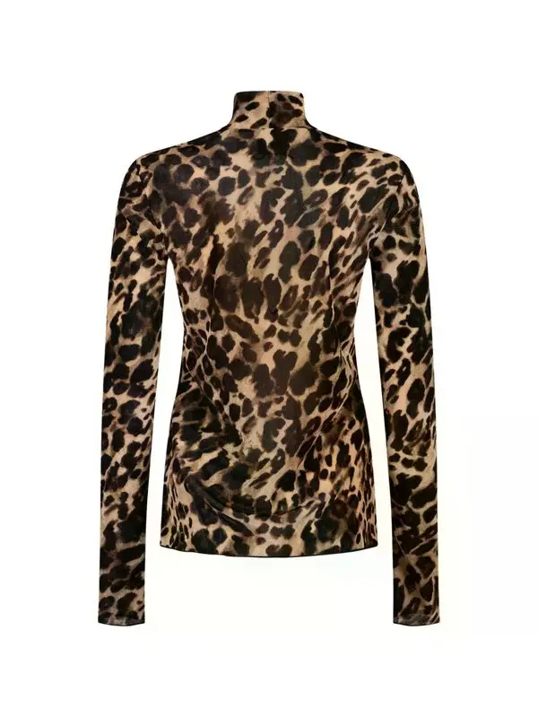 Marina Rinaldi Leopard-print High-neck Top