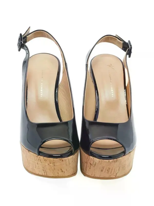 GIUSEPPE ZANOTTI Patent Leather Wedge Sandals