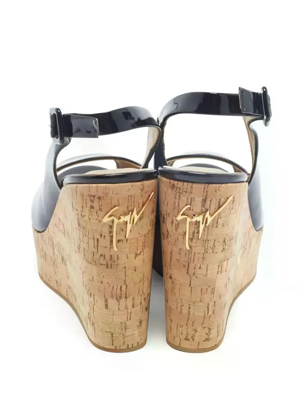 GIUSEPPE ZANOTTI Patent Leather Wedge Sandals