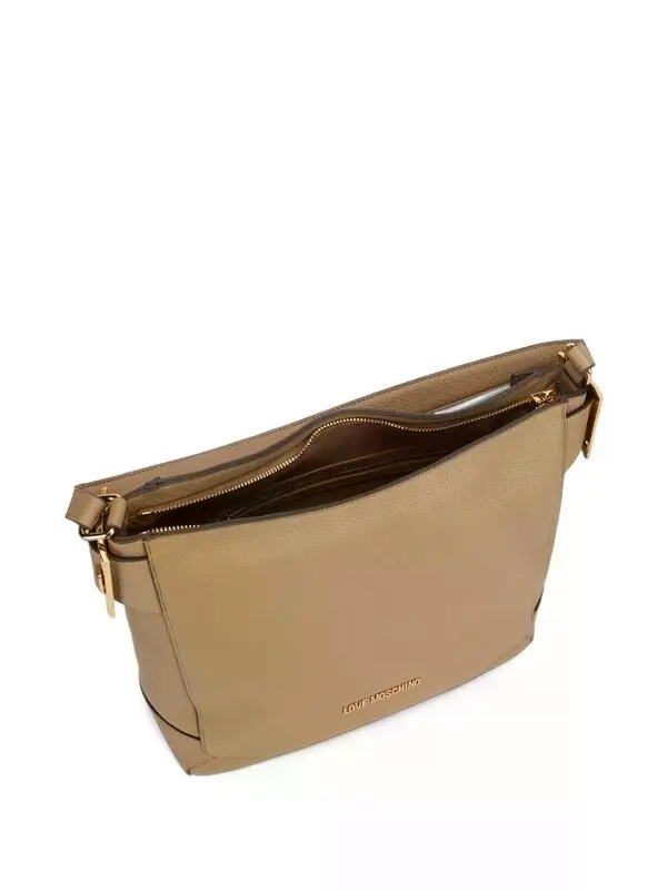 Moschino Logo-plaque Pebbled-effect Shoulder Bag - Neutrals
