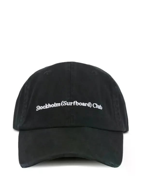 STOCKHOLM SURFBOARD CLUB Logo-embroidered Distressed Baseball Cap - Black