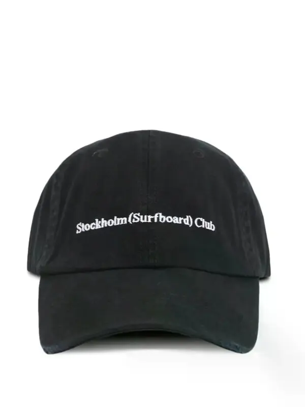 STOCKHOLM SURFBOARD CLUB Logo-embroidered Distressed Baseball Cap - Black