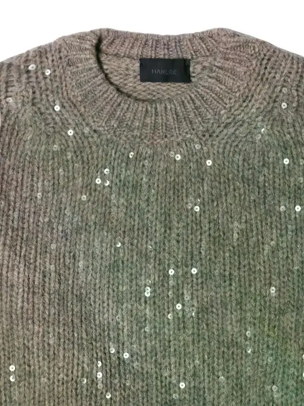HAIKURE Sequin-embellished Ribbed-knit Sweater
