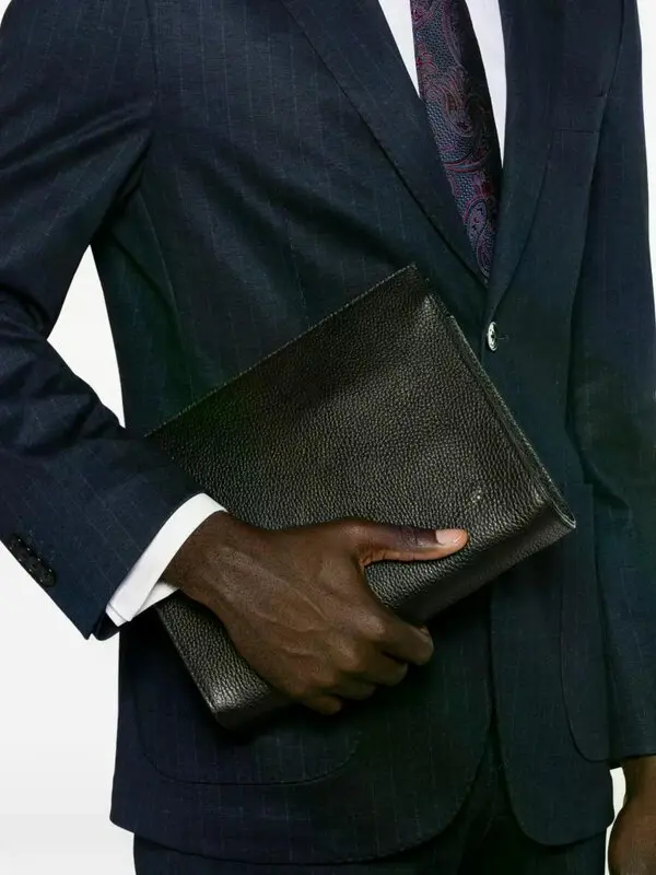 ALBERTO LUTI Grained-leather Clutch Bag - Black